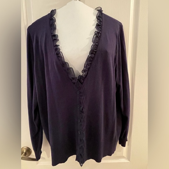Lane Bryant | Sweaters | Lane Bryant Navy Ruffled Sweater 82 | Poshmark